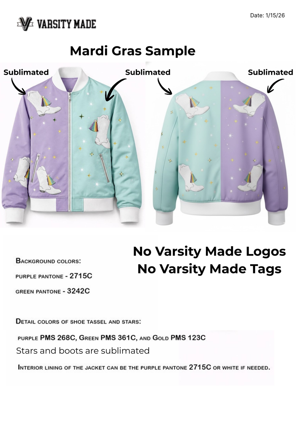 Mardi Gras Sample Jacket – Varsity Made