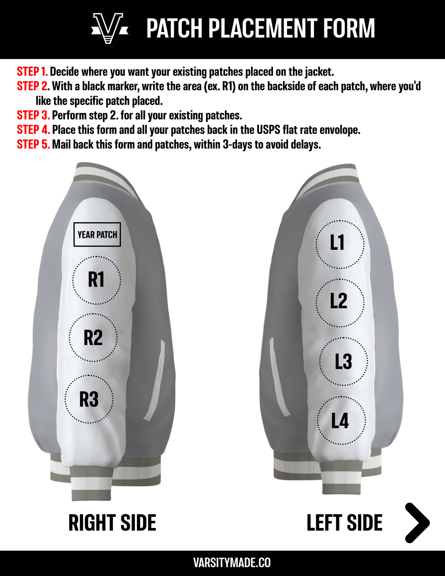 Patch Placement Form – Varsity Made